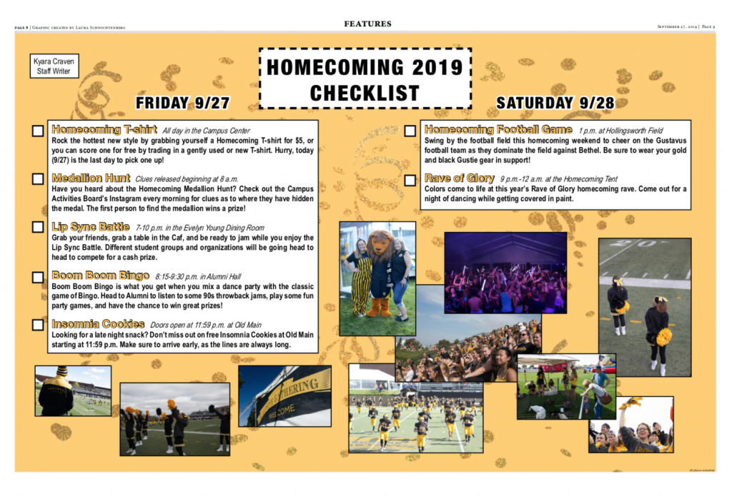 Homecoming 2019 Checklist - The Gustavian Weekly